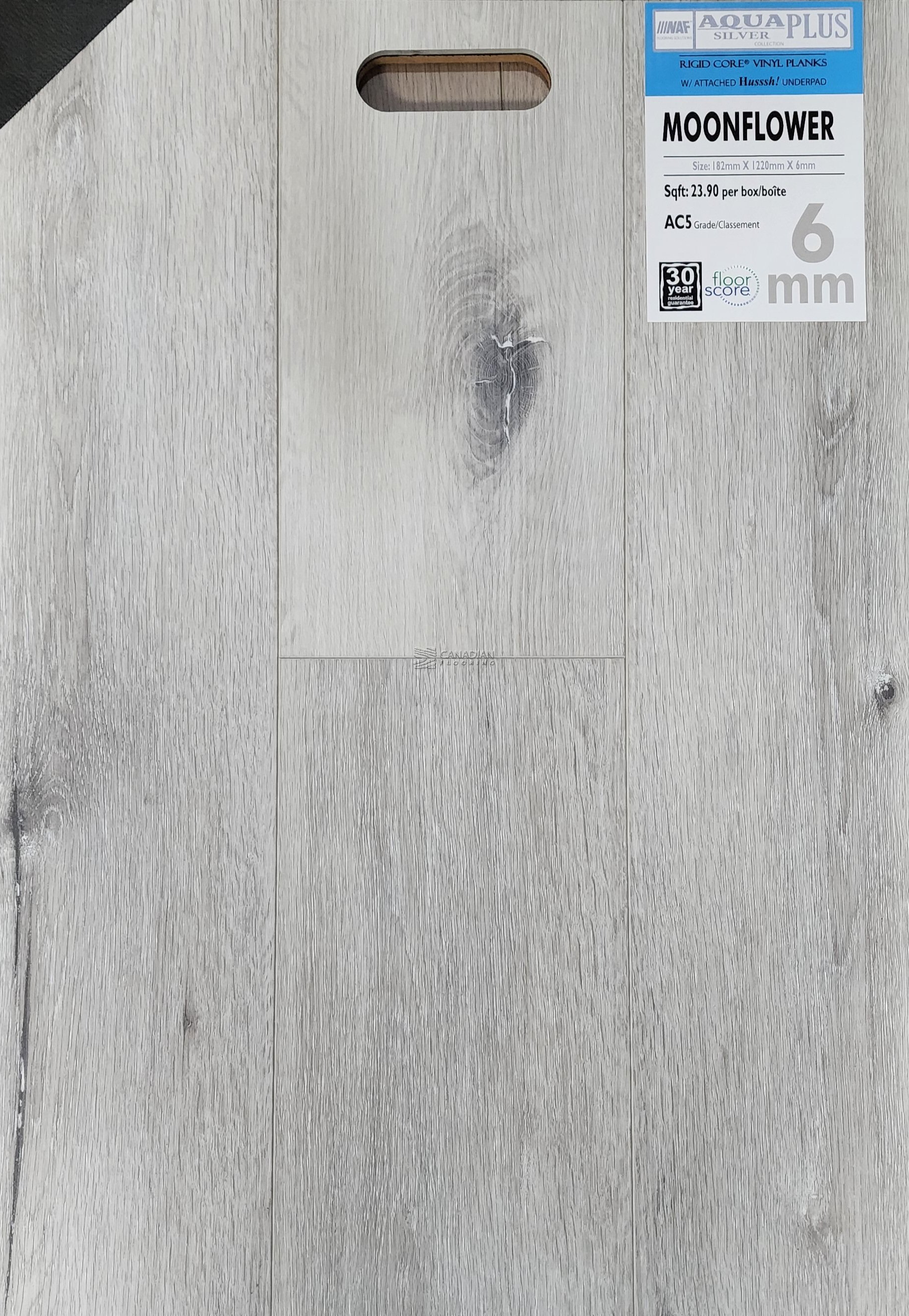 Luxury Vinyl Flooring, Aqua Plus Silver Plus, NAF, 6.0 mm, Color: Moonflower